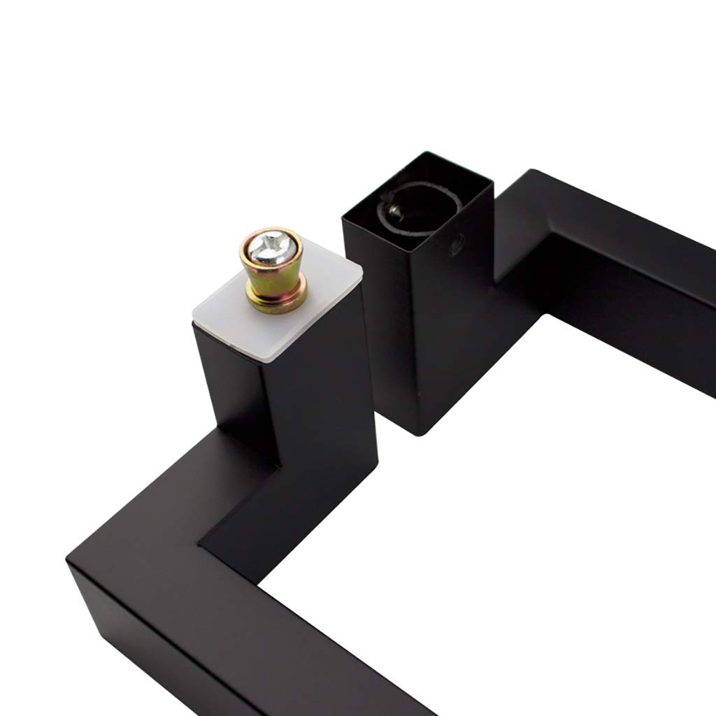 Door Hardware, Black Stainless Steel Double Curved Square Tube Glass Door Handle KTV Push-Pull Door Handle Sliding 3 Lengths -600×575mm