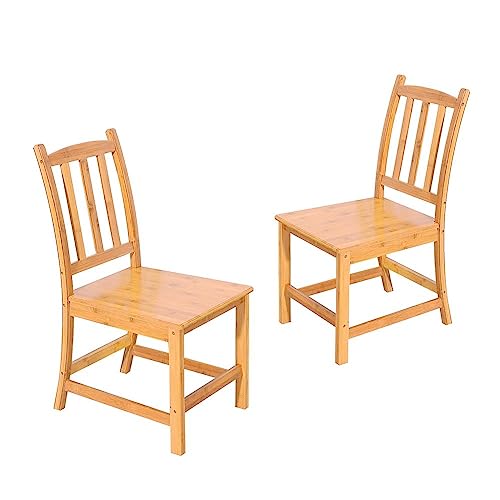 Kopokd [Set of 2 Dining Chairs - Sturdy Wooden Seats Natural Finish Kitchen Furniture