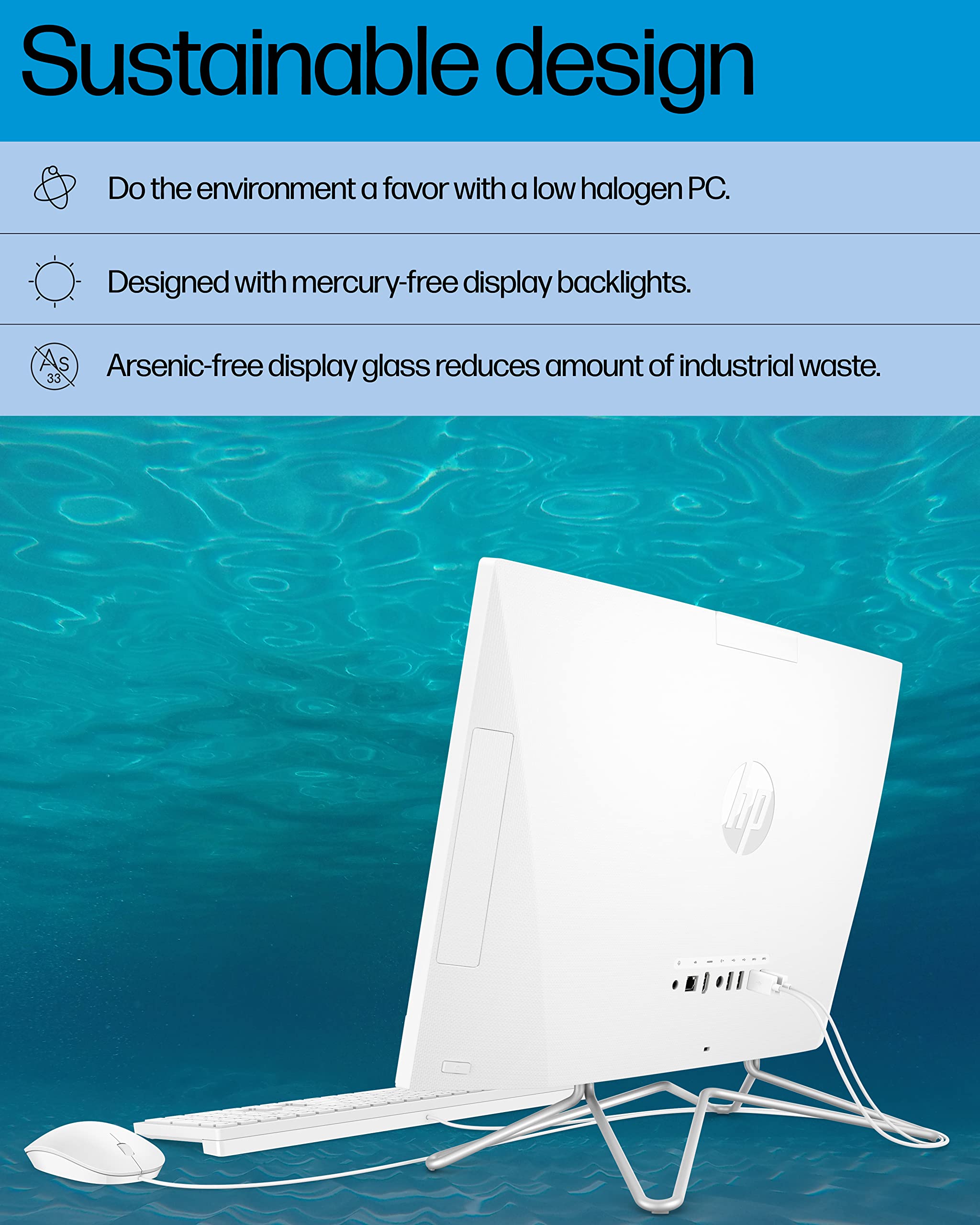 HP All-in-One PC Desk Computer, 21.5" Full HD Micro-Edge Display, AMD Ryzen 3 Processor, AMD Radeon Graphics, 8GB SDRAM, 256GB SSD, Windows11 Home OS, Bluetooth, and Wi-Fi (22-dd0032) (Renewed)