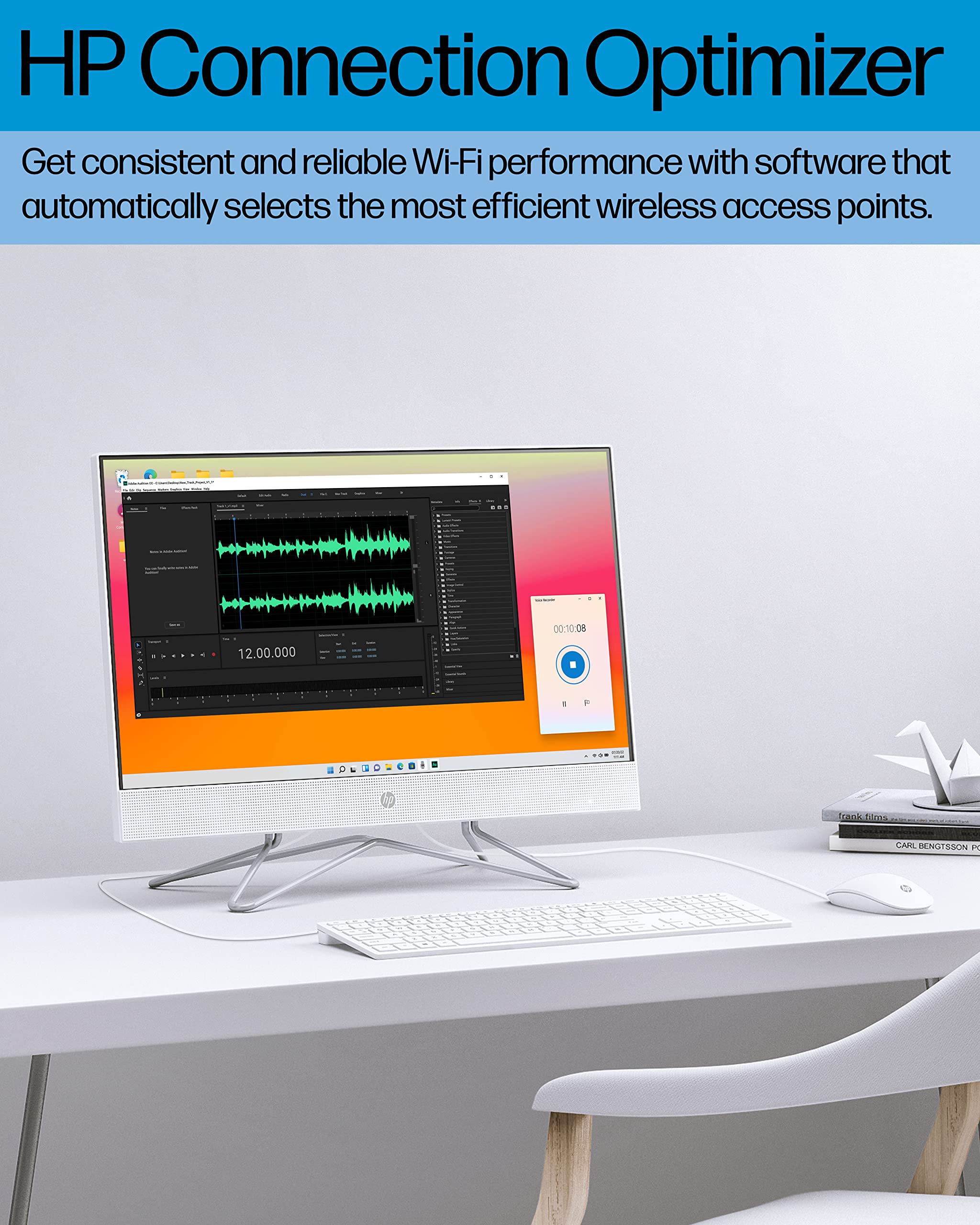 HP All-in-One PC Desk Computer, 21.5" Full HD Micro-Edge Display, AMD Ryzen 3 Processor, AMD Radeon Graphics, 8GB SDRAM, 256GB SSD, Windows11 Home OS, Bluetooth, and Wi-Fi (22-dd0032) (Renewed)