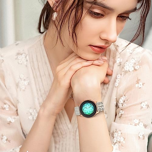 Leopard Engraved Bands Compatible with Samsung Galaxy Watch 6/5/Watch 4 40mm 44mm for Women, Samsung Galaxy Watch 5 Pro 45mm/Galaxy Active 2/Galaxy Watch 3, 20mm Soft Silicone Replacement Sport Strap
