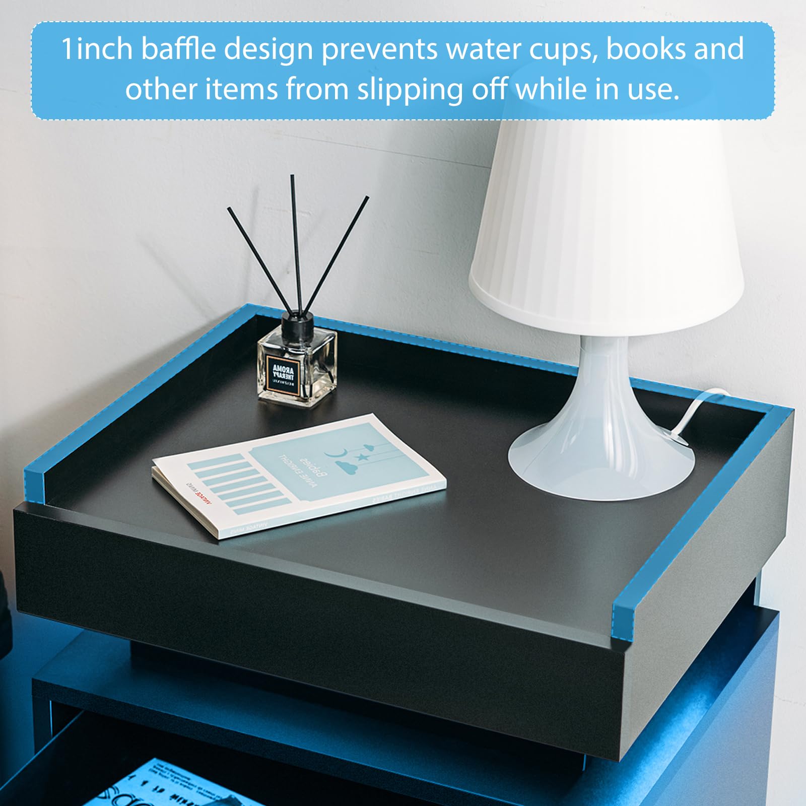 HOMMPA 06 WB-BL Nightstand, 1 Pcs, Black W/Side