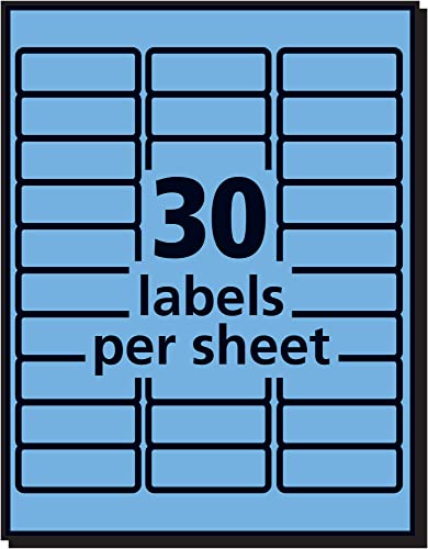 Avery Printable Address Labels with Sure Feed, 1" x 2-5/8", Pastel Blue, 750 Blank Mailing Labels (5980)