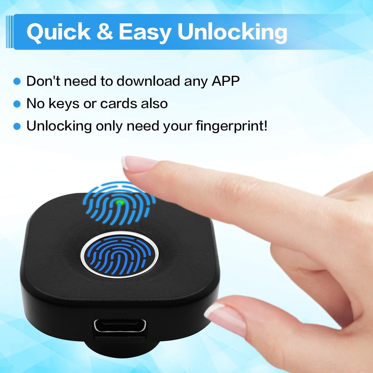Fingerprint Lock for Cabinet,Smart Biometric Drawer Lock with USB Key,Keyless Hidden File Cabinet Wardrobe Lock, Finger Print Locks for Cabinet,Drawer,Wooden Furniture