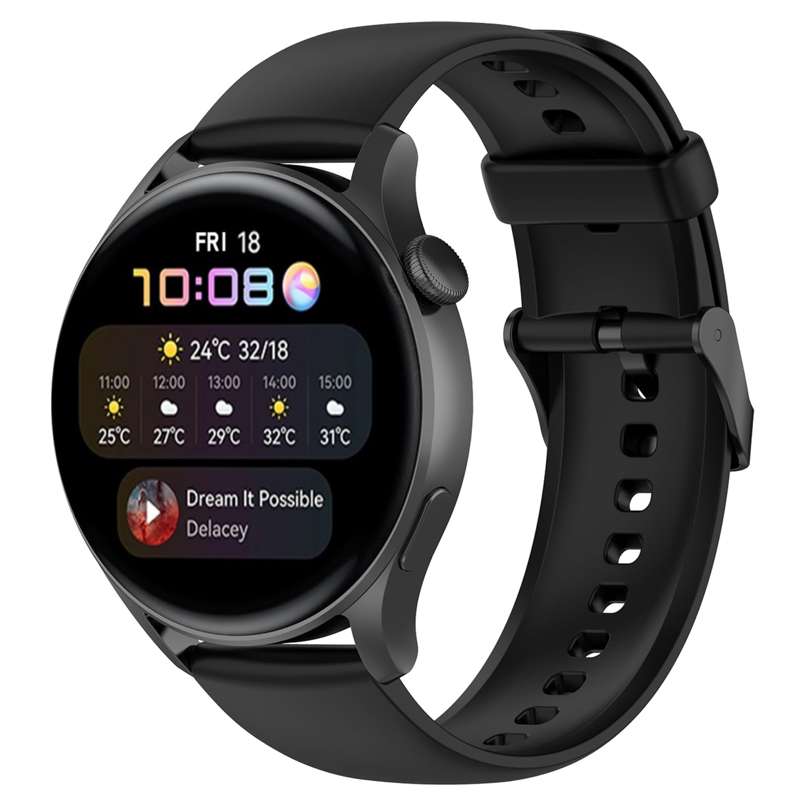 LOKEKE Compatible with Huawei Watch 4 Pro Replacement Band - 22mm Replacement Silicone Wrist Watch Band Strap Compatible with Huawei Watch 4/4 Pro/Watch Ultimate/Watch GT3 SE(Silicone Black)