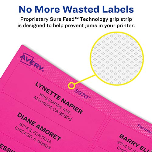 Avery Printable Address Labels with Sure Feed, 1" x 2-5/8", Pastel Blue, 750 Blank Mailing Labels (5980)