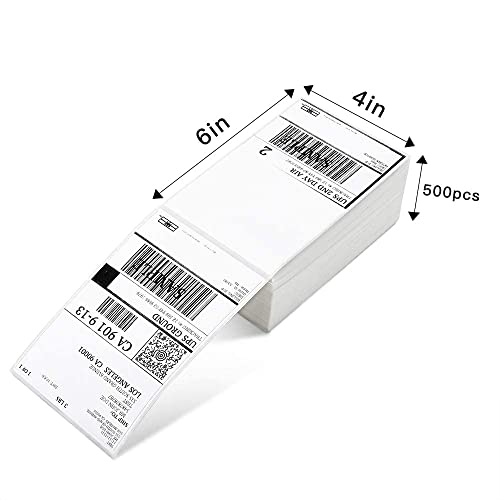 Phomemo Bluetooth Label Printer for Small Business with Thermal Direct Shipping Label (Pack of 500 4x6 Labels)