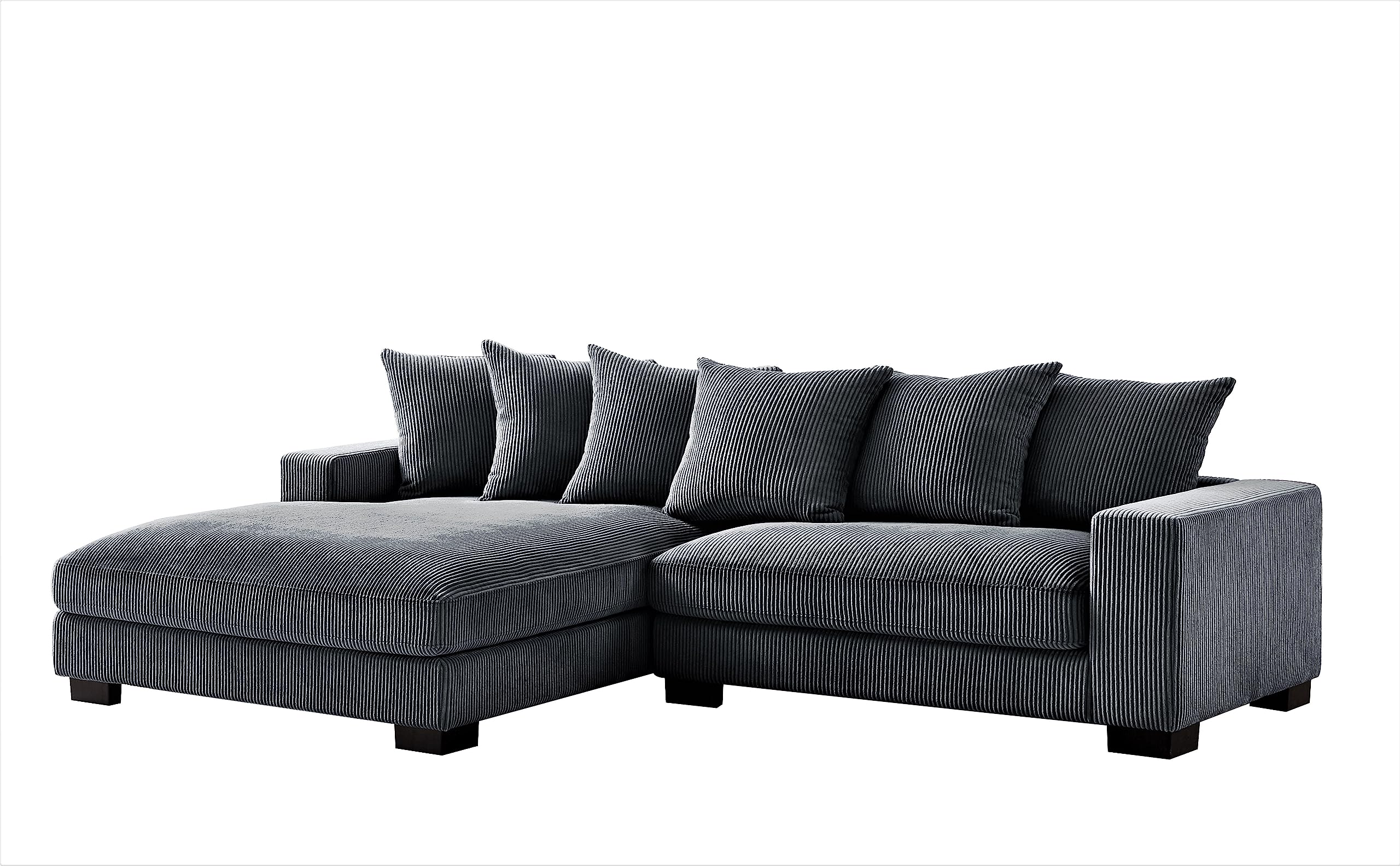 Container Furniture Direct Luxe Oversized Two-Piece Sectional Couches for Living Room, 102.4-Inch L Shaped Sofa with Chaise, Upholstered with Corduroy Fabric, Gray - Left Facing