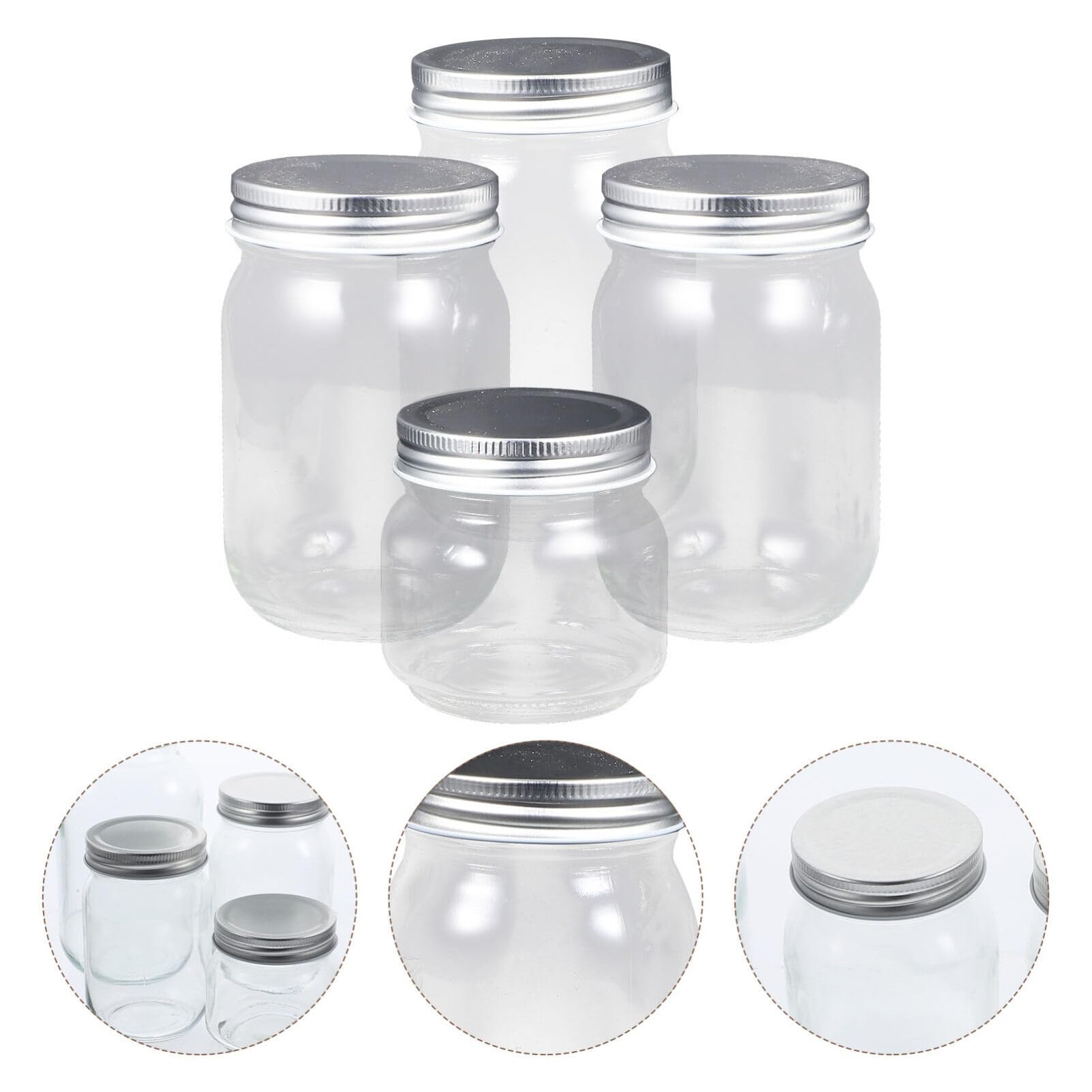 4pcs Small Honey Jar Sugar Scrub Jars Mason Jars Transparent Jam Containers Sealed Honey Jars Jam Clear Jars for Home Kitchen Jam Jars Clear Glass Jars Lidded Jam Jars Sealing Jars