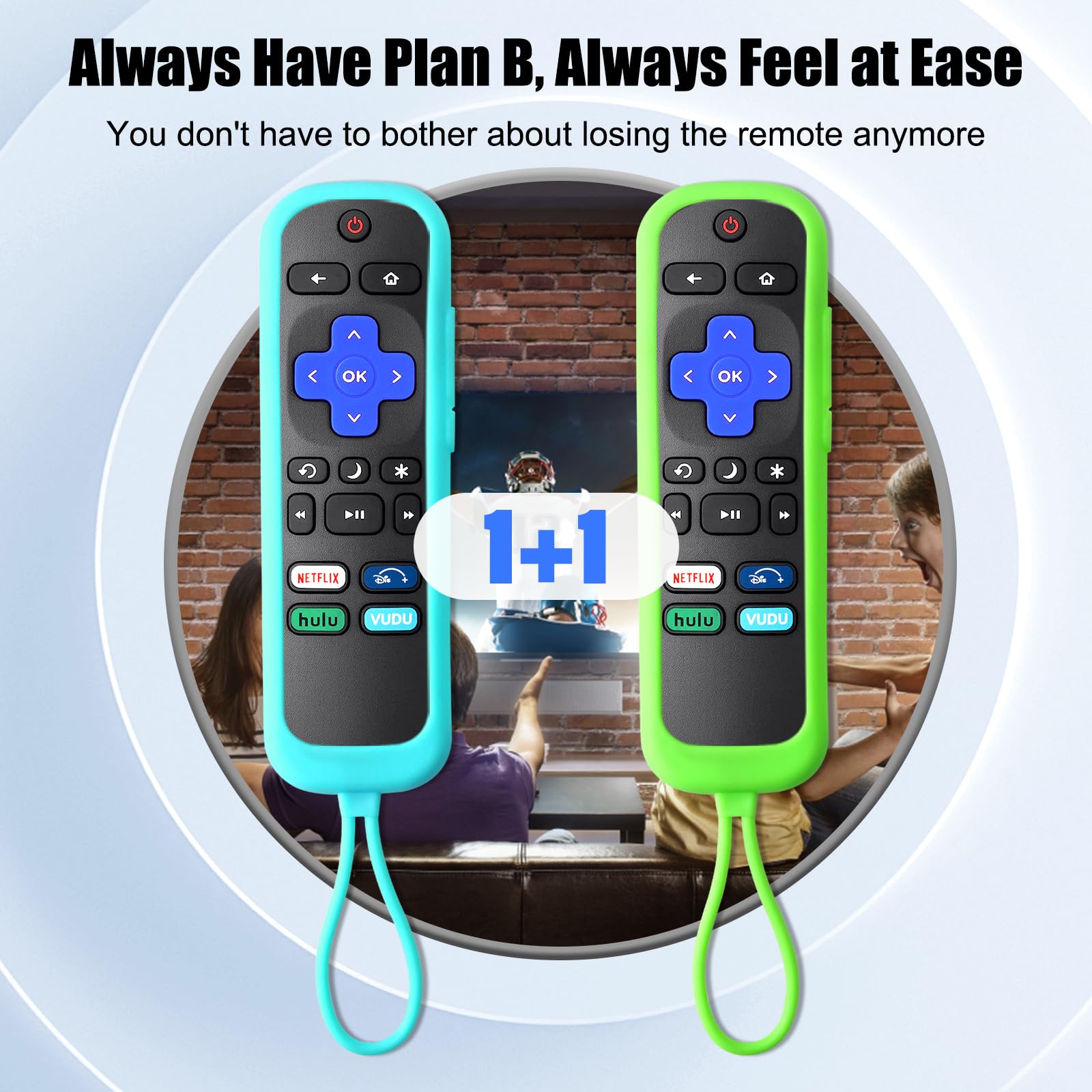 New Universal TV Remote Control for Roku TV, for TCL/Hisense/Sharp/Philibs/Onn/Element/Insignia Roku TV with Soft Case (NOT for Roku Stick or Box) (Pack of 2)