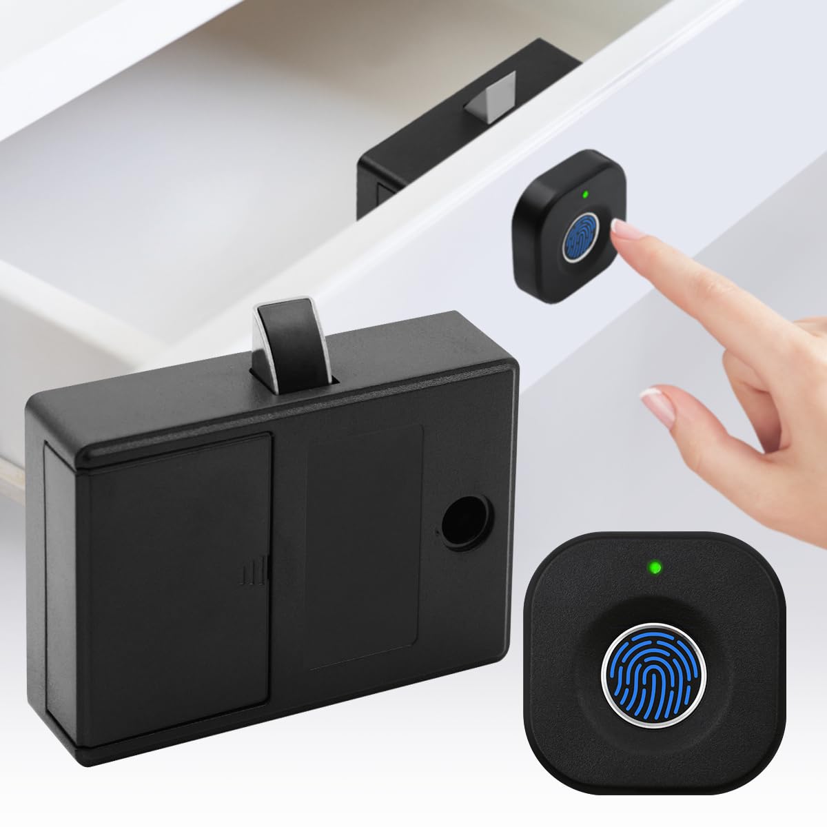 Fingerprint Lock for Cabinet,Smart Biometric Drawer Lock with USB Key,Keyless Hidden File Cabinet Wardrobe Lock, Finger Print Locks for Cabinet,Drawer,Wooden Furniture