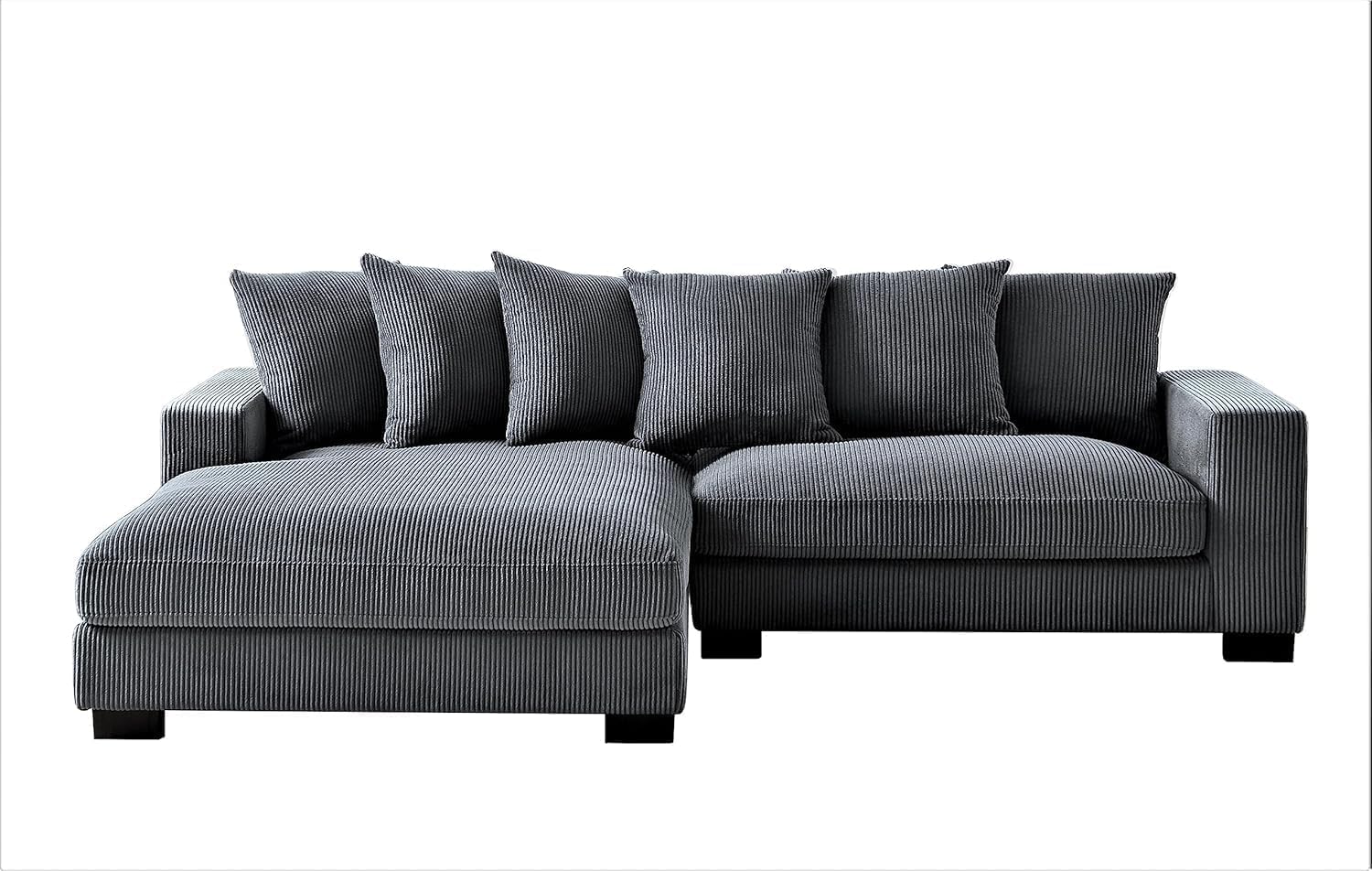 Container Furniture Direct Luxe Oversized Two-Piece Sectional Couches for Living Room, 102.4-Inch L Shaped Sofa with Chaise, Upholstered with Corduroy Fabric, Gray - Left Facing