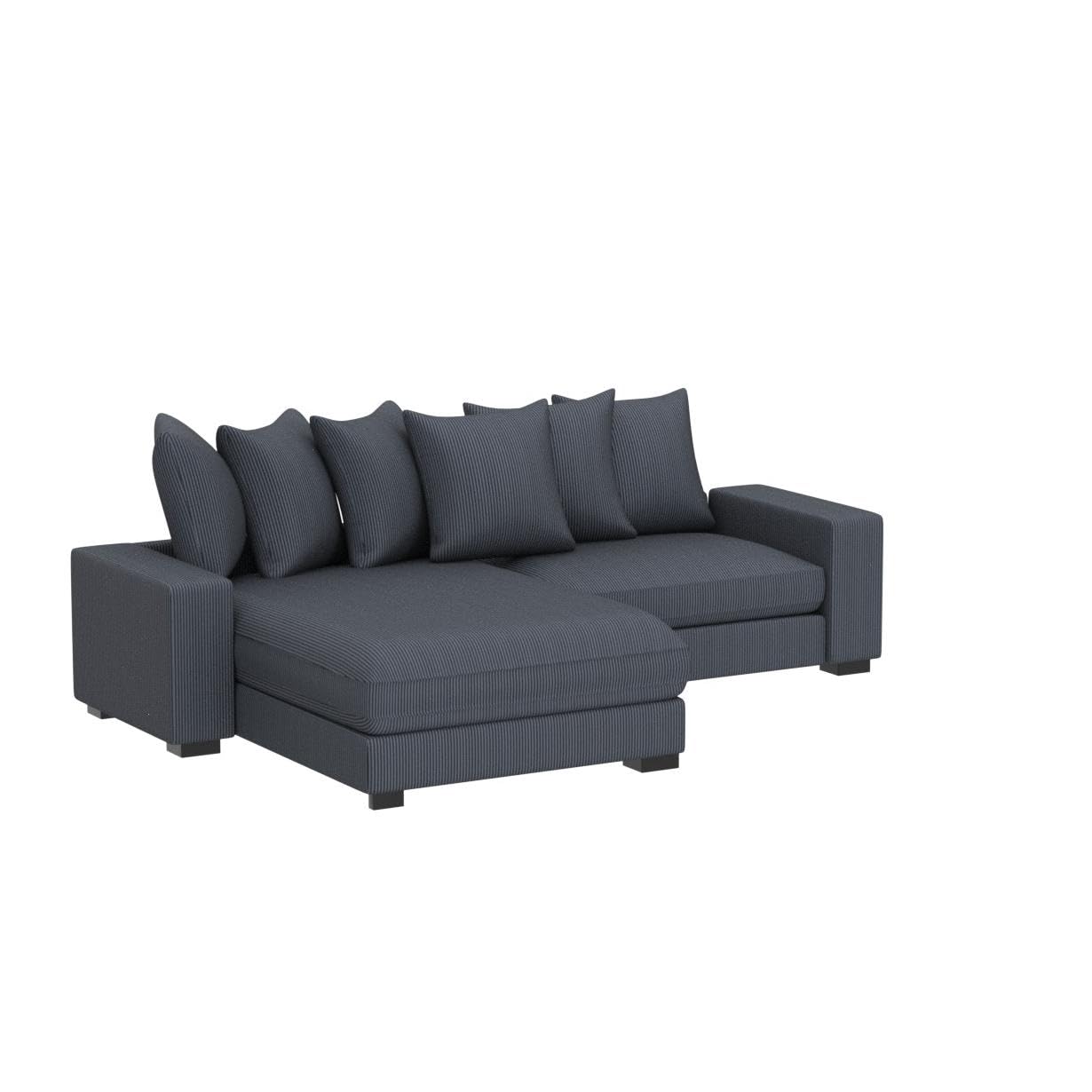 Container Furniture Direct Luxe Oversized Two-Piece Sectional Couches for Living Room, 102.4-Inch L Shaped Sofa with Chaise, Upholstered with Corduroy Fabric, Gray - Left Facing