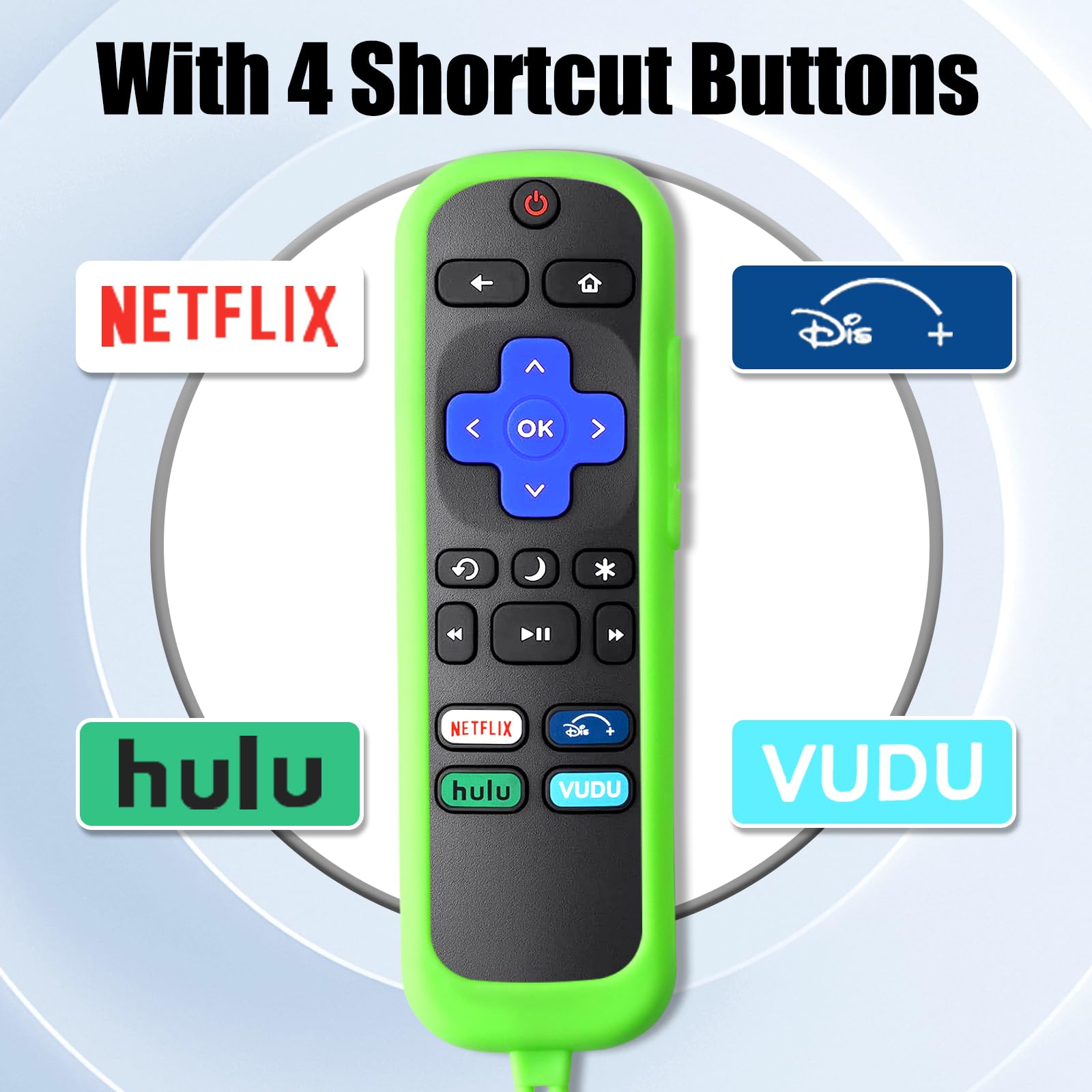 New Universal TV Remote Control for Roku TV, for TCL/Hisense/Sharp/Philibs/Onn/Element/Insignia Roku TV with Soft Case (NOT for Roku Stick or Box) (Pack of 2)