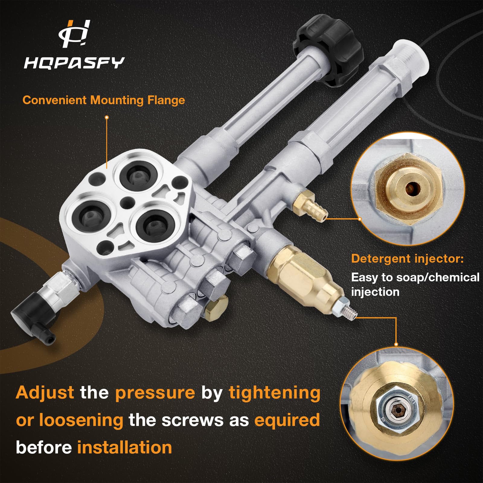 HQPASFY AR42940 Pressure Washer Pump Head Aluminum Compatible with SRMW RMW Series Pumps 2.2G24 2G20 2G24 2.2G26