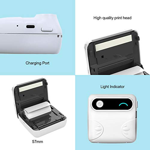 VIBY Mini BT Pocket Printer Portable Instant Mobile Printer Thermal Paper Receipt Printer for Android iOS Smartphone Windows