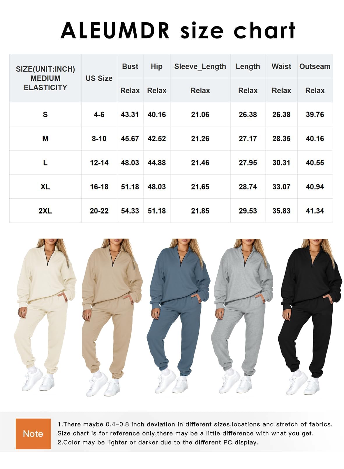 Aleumdr Womens 2 Piece Sweatsuit Sets 2025 Fall Trendy Half Zip Pullover Long Sleeve Sweatshirt Jogger Pants Outfits with Pockets Black Medium