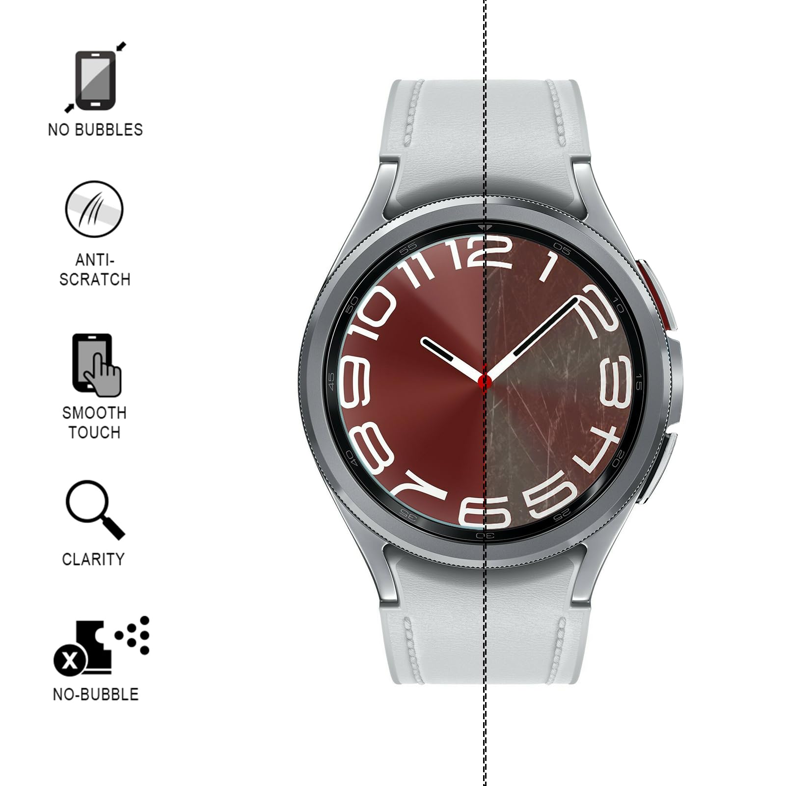 SPGUARD [4 Pack] for Samsung Galaxy Watch 6 Classic 43mm Screen Protector,Tempered Glass Protective Film Cover Accessories for Galaxy Watch 6 Classic 43mm (NOT for Other Models)