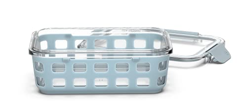 Ello DuraGlass BPA-Free Glass Food Storage Containers with Lids and Silicone Protection, 3.4 Cup, Dusty Blue