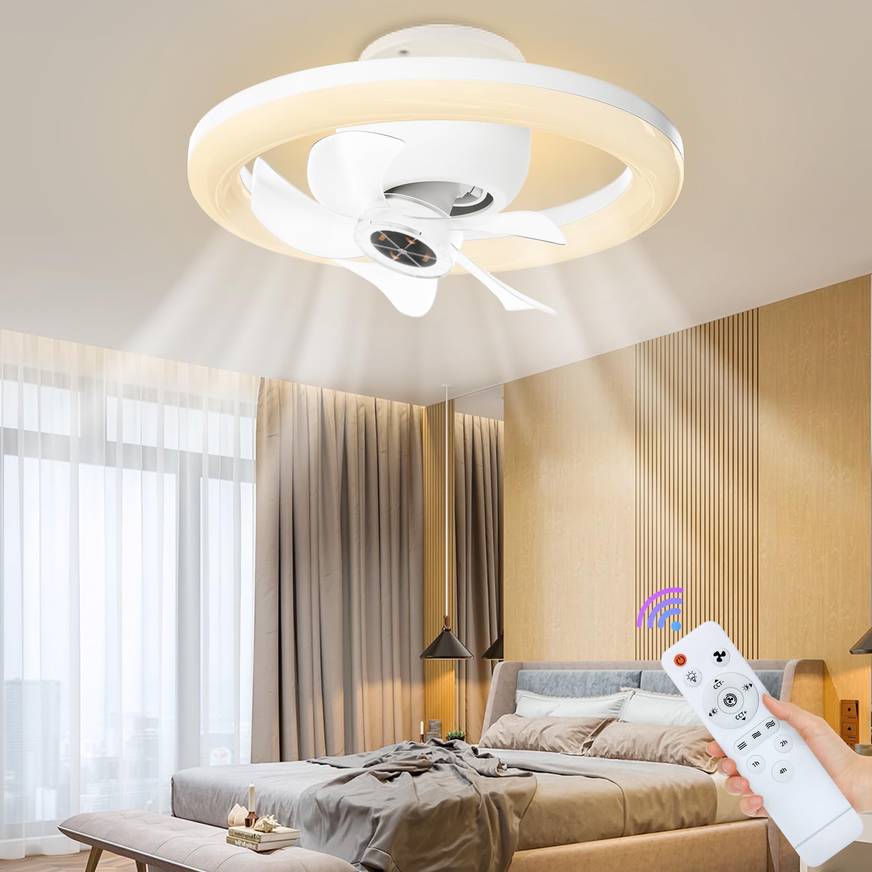 alescu Ceiling Fans with Lights E26 Base, 10" Ceiling Fan with Memory Function,Fan with Shake Head Function for Bedroom, Living Room, Kitchen, Balcony