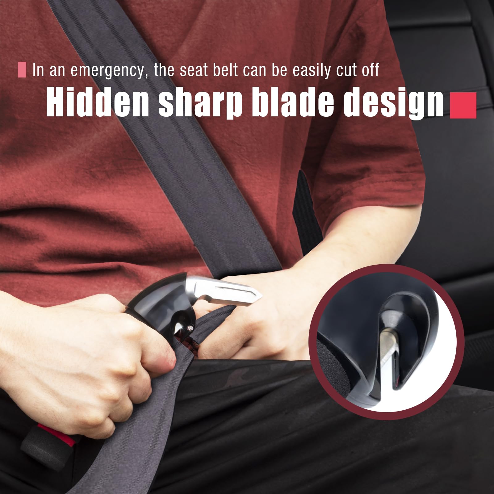 KOUNATSURI Car Door Handle for Elderly Assist Support Handle Multifunction Car Door Latch for Seniors and Handicapped Red