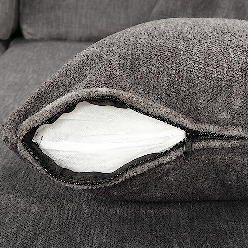 Elegant Sectional Sofa Couch with Movable Ottoman and Right Side Chaise Lounge ,U-Shaped Corner Velvet Upholstered Sectional & Couch W/ 3 Pillows for Home Office Apartment Living Room Furniture Sets