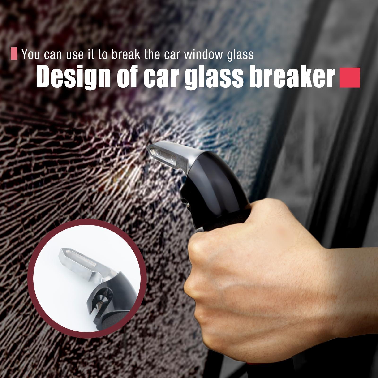KOUNATSURI Car Door Handle for Elderly Assist Support Handle Multifunction Car Door Latch for Seniors and Handicapped Red