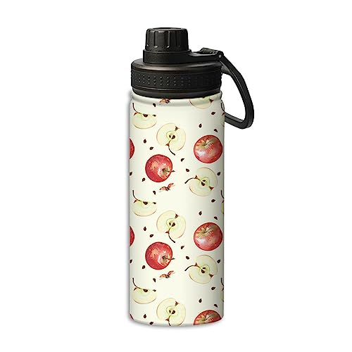 Fruits Insulated Water Bottles,Groceries Ingredients Ladybug,18oz Water Bottle,Stainless Steel Metal Water Bottle, Reusable Thermos Bottle, Cold & Hot Water Bottle for Sports,Gym,Ruby