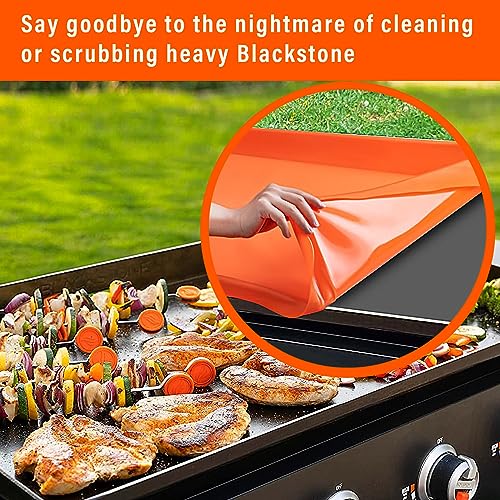 Ezebesta Silicone Griddle Mat for Blackstone 28 Inch Griddle,Protective Cover Mats Blackstone Griddle Top,Covers for Blackstone Protector Outdoor-Orange/High Wall Design