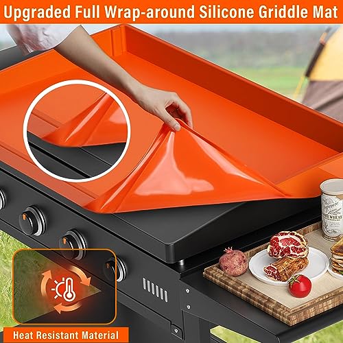 Ezebesta Silicone Griddle Mat for Blackstone 28 Inch Griddle,Protective Cover Mats Blackstone Griddle Top,Covers for Blackstone Protector Outdoor-Orange/High Wall Design