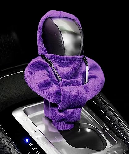 Zlirfy Universal Fit Automotive Gear Shifter Knob Cover,Shift Cover for Car,Fashionable Sweater Design Car Gear Shift Cover,Manual Auto Shift Boot Cover,Car Interior Decor Accessories(Purple)