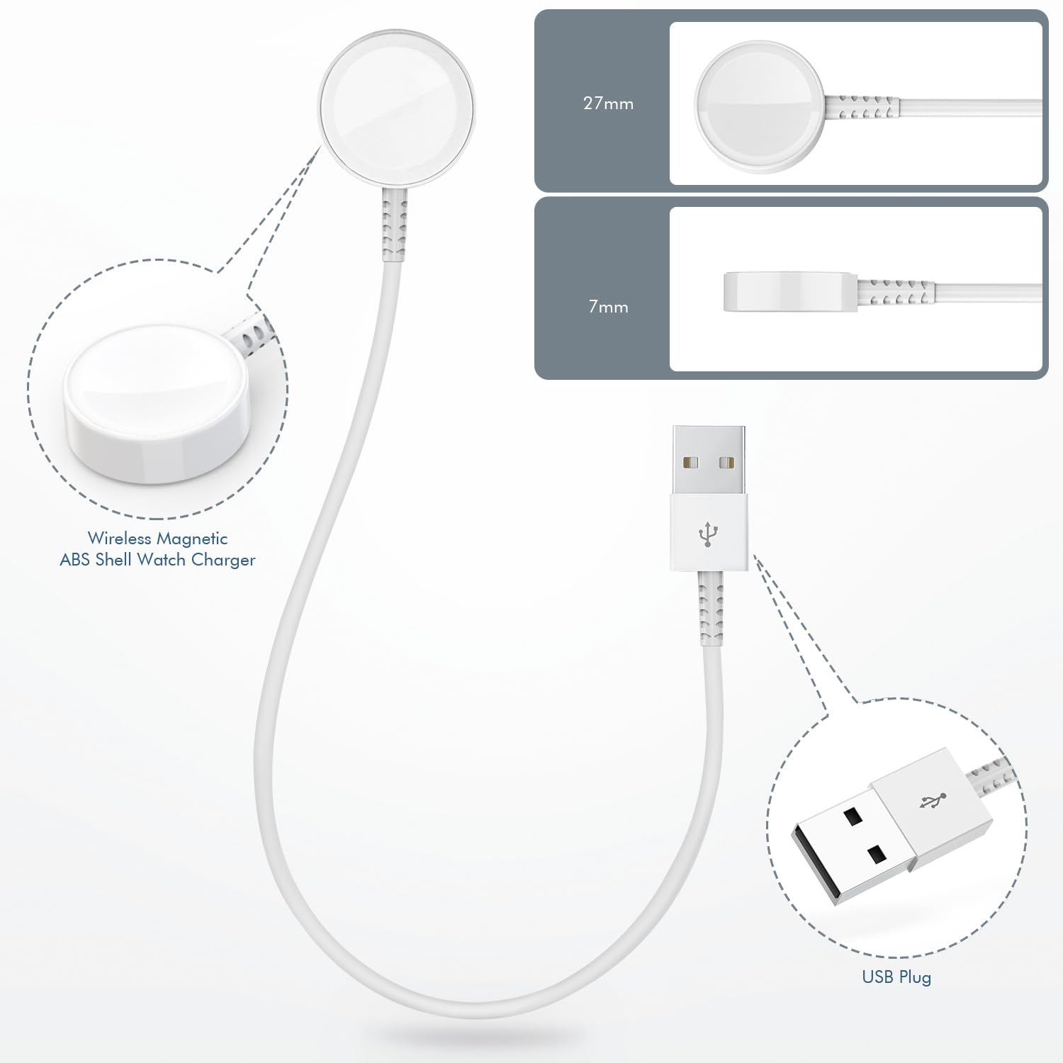Short Watch Charger for Apple Watch Charger, USB A Short iWatch Charging Cable Short Cord Compatible with Apple Watch Series 9 8 7 6 SE 5 4 3 2 1,Ultra (1FT/0.3M)
