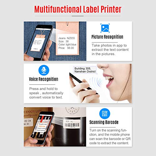VIBY Portable 80mm Thermal Label Printer BT Label Maker Sticker Machine with Rechargeable Battery for iOS Android Computer