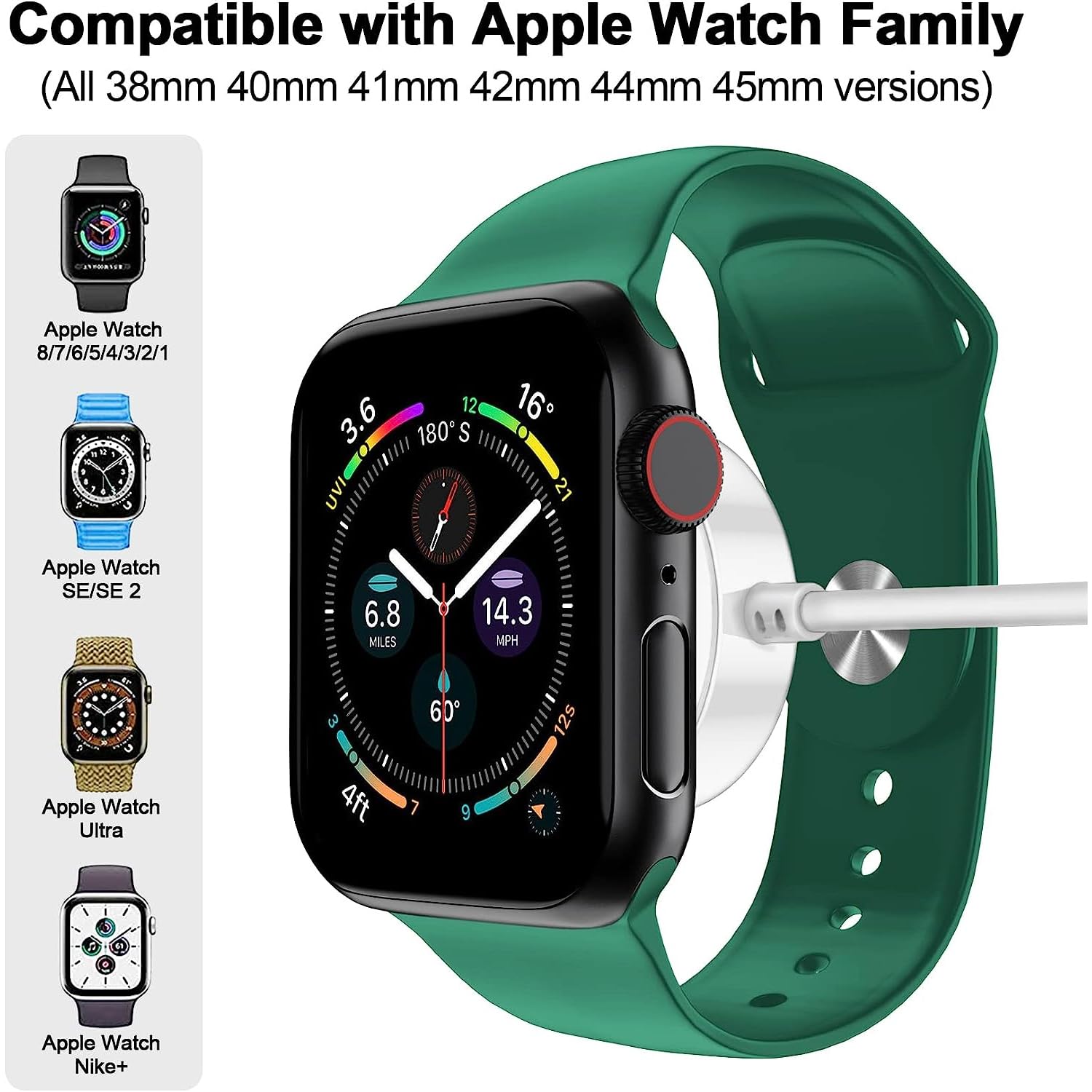 Short Watch Charger for Apple Watch Charger, USB A Short iWatch Charging Cable Short Cord Compatible with Apple Watch Series 9 8 7 6 SE 5 4 3 2 1,Ultra (1FT/0.3M)