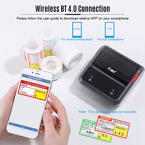 VIBY Portable 80mm Thermal Label Printer BT Label Maker Sticker Machine with Rechargeable Battery for iOS Android Computer