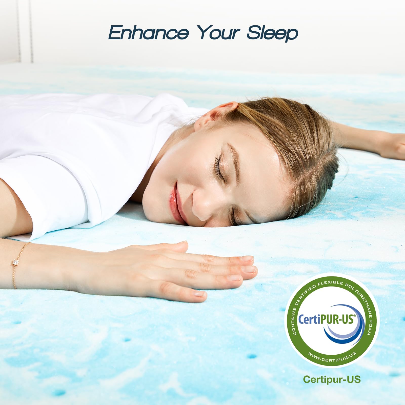 Mattress Topper Twin - 3 Inch Memory Foam Cooling Gel Swirl Infused Bed Topper for Back Pain, CertiPUR-US Certified