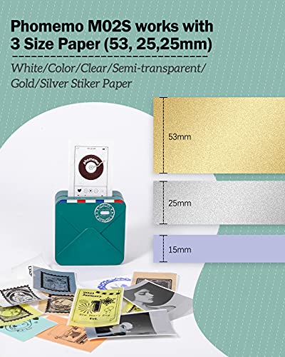 Phomemo M02S 304dpi Pocket Printer- Upgraded HD Bluetooth Thermal Photo Printer, Black and White Print-Out Phone Printer for Photo Printing, Plan Journal, Organization, Art Creation, Gift, DarkGreen