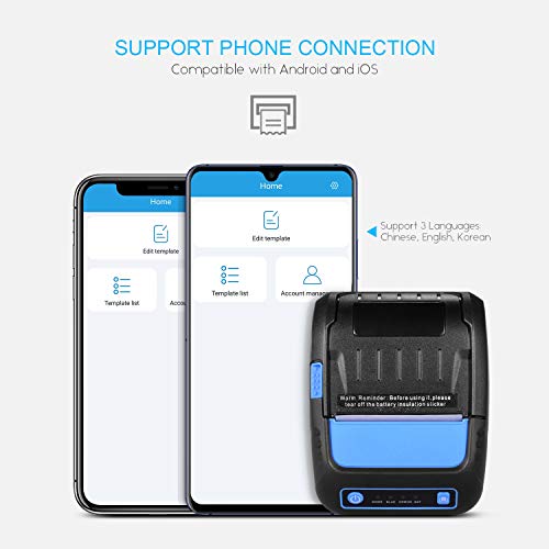 VIBY Portable 58mm Thermal Receipt Printer Handheld Barcode Printer USB BT Connection