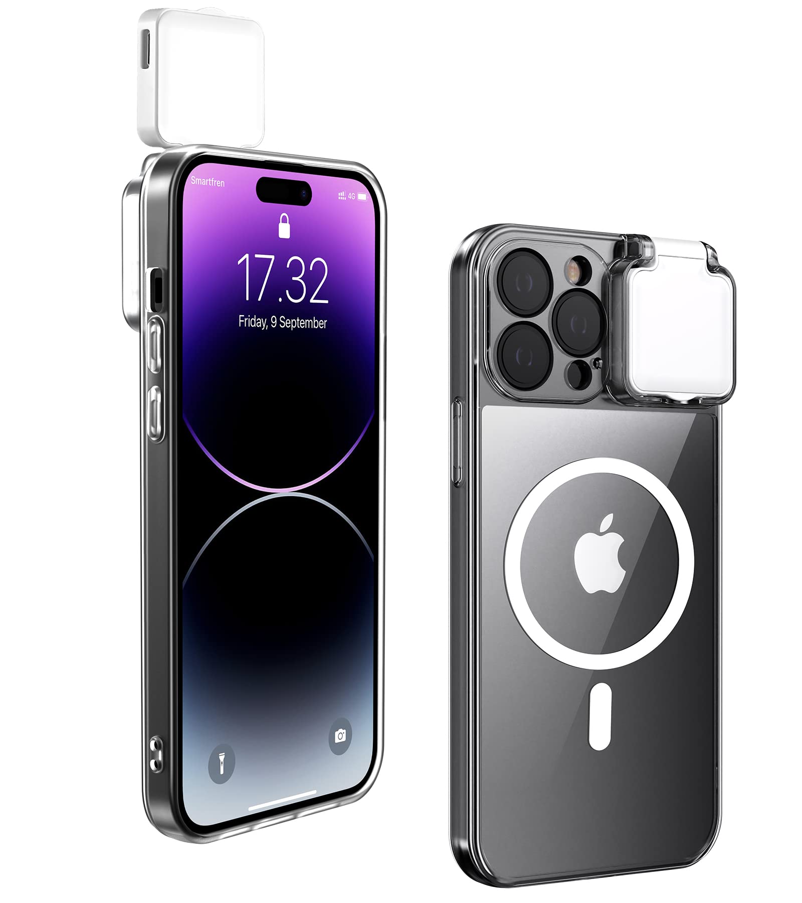 CEXHG Magnetic Case with LED Selfie Light for iPhone 13 Pro Max Case Rechargeable Portable Phone Ring Light for Selfie, Makeup, Tiktok, Live Stream Clear