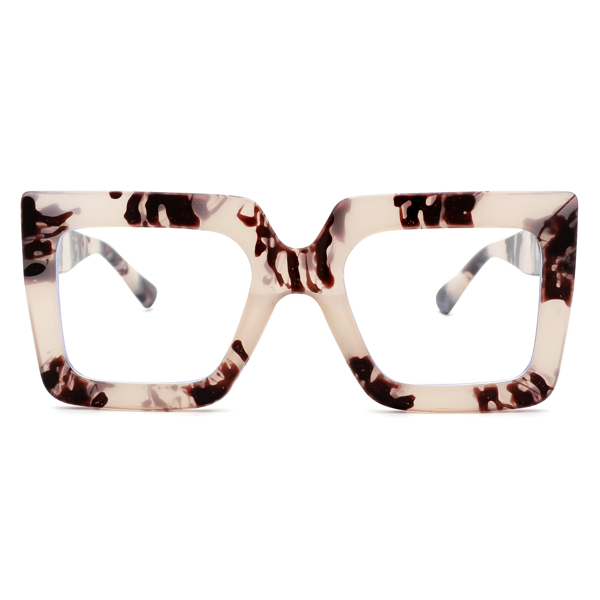 NULOOQ Blue Light Glasses for Women – Stylish Thick Square Oversized Computer Eyewear Non-Prescription Glasses (Tortoiseshell)