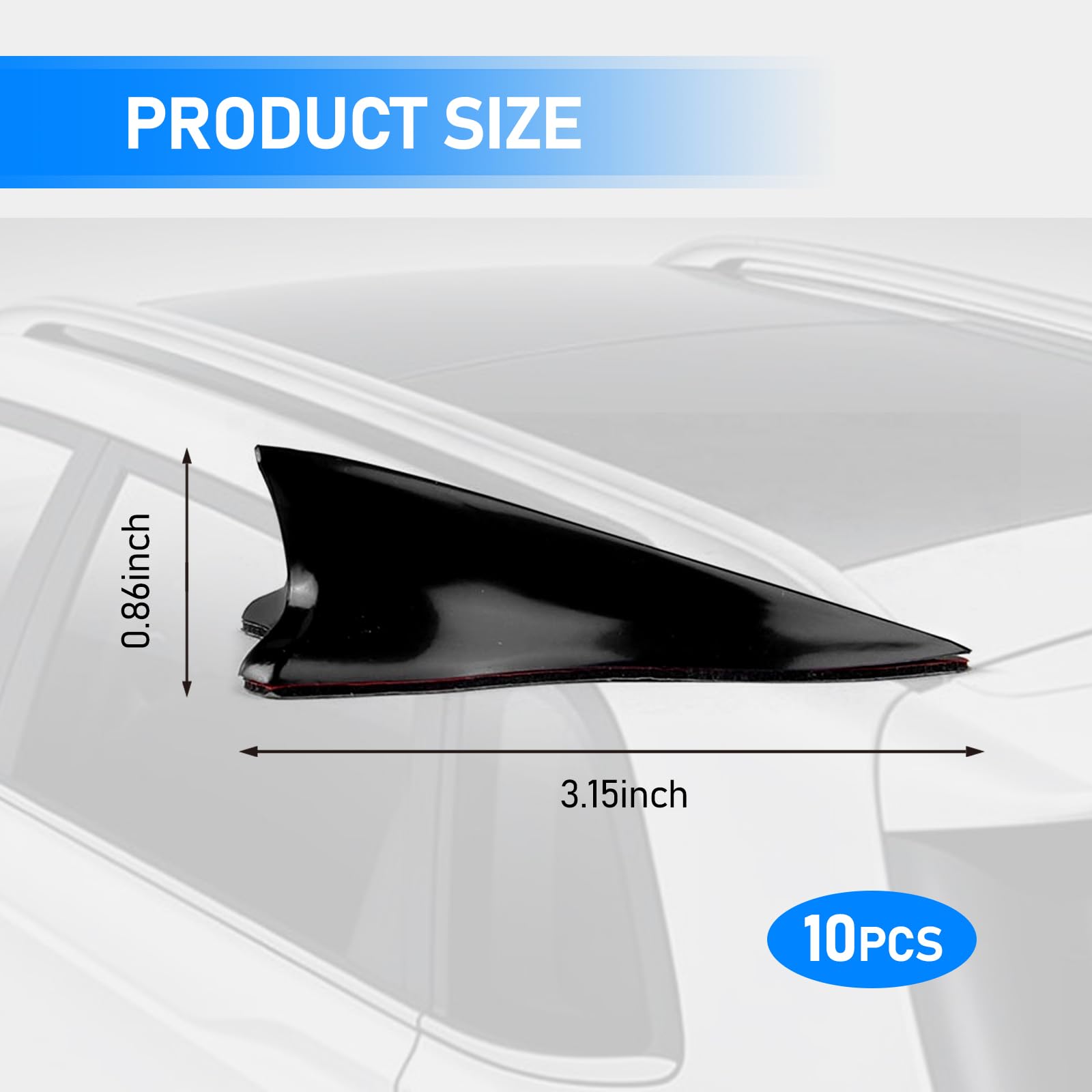 Dewkou 10 Pack Diffuser, Shark Fin Spoiler Diffuser, EVO Style Shark Fin Antenna, Rear Roof Spoiler, Car Roof Modification, Antenna Fashion Decoration (Black)