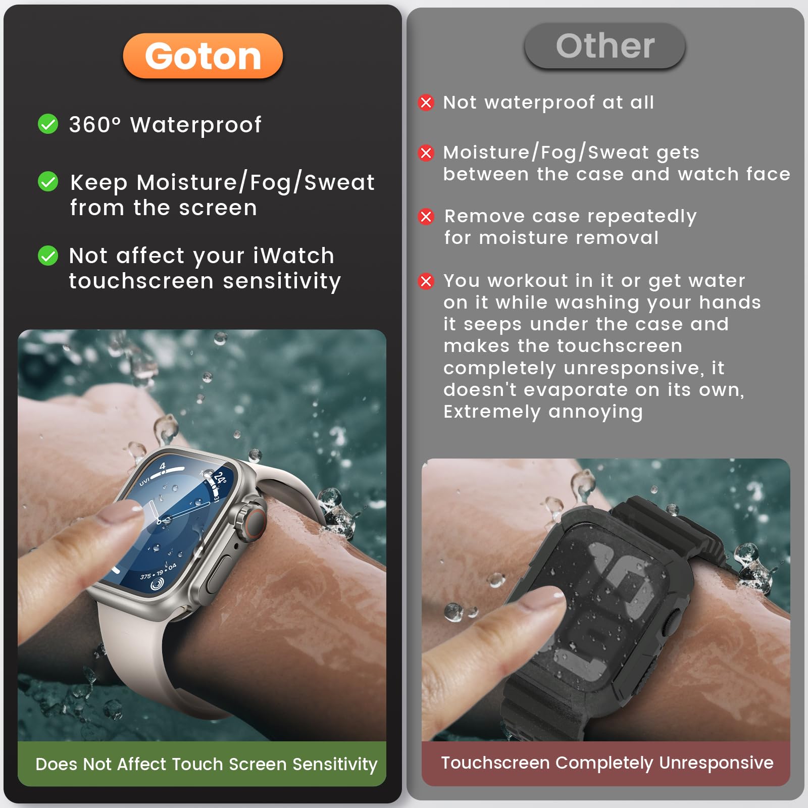 [2 in 1] Waterproof Case for Apple Watch Series 9 8 7 45mm, [Looks Like Ultra] 360° Protective Hard PC Front & Back Bumper with HD Tempered Glass Screen Protector for iWatch Cover Accessories