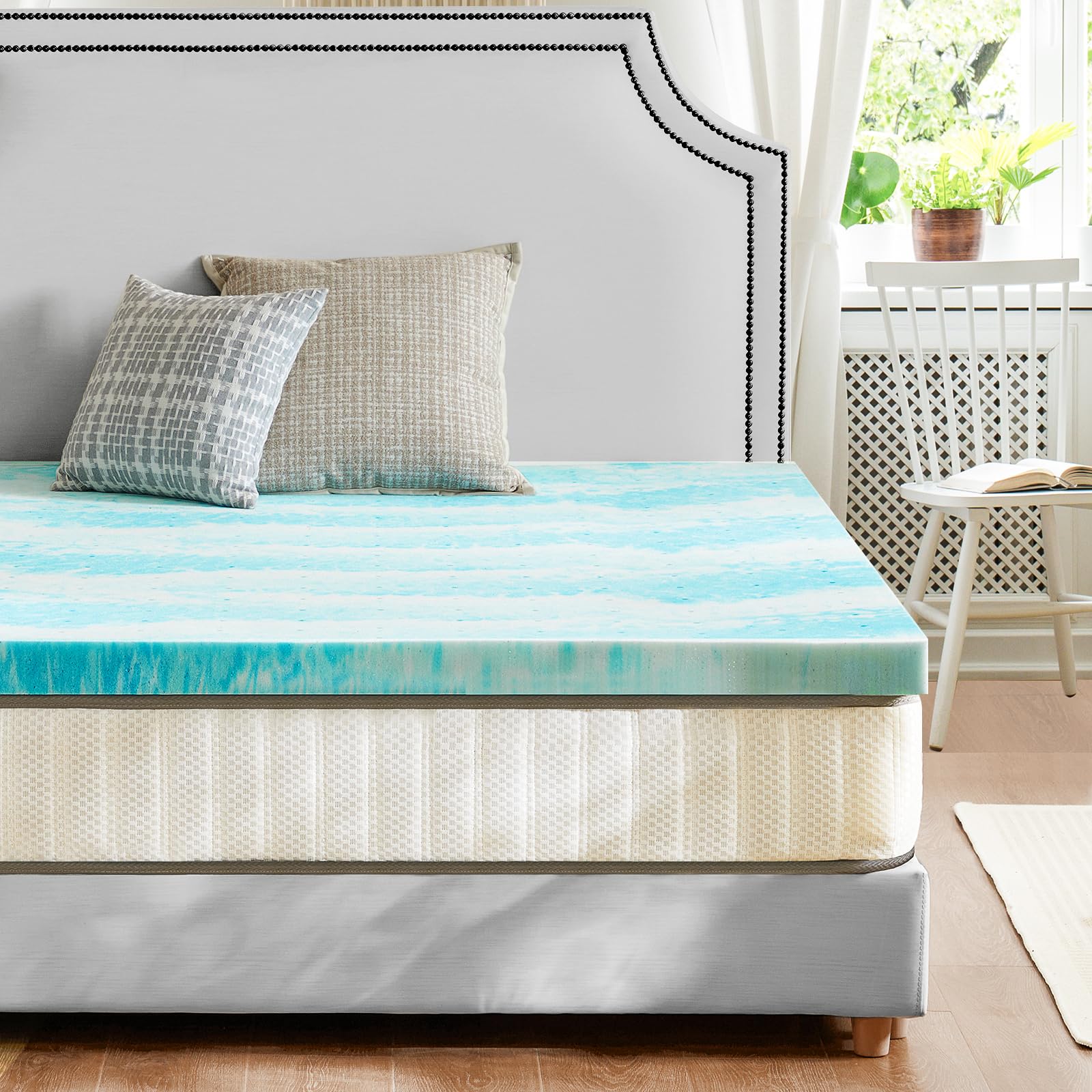 Mattress Topper Twin - 3 Inch Memory Foam Cooling Gel Swirl Infused Bed Topper for Back Pain, CertiPUR-US Certified