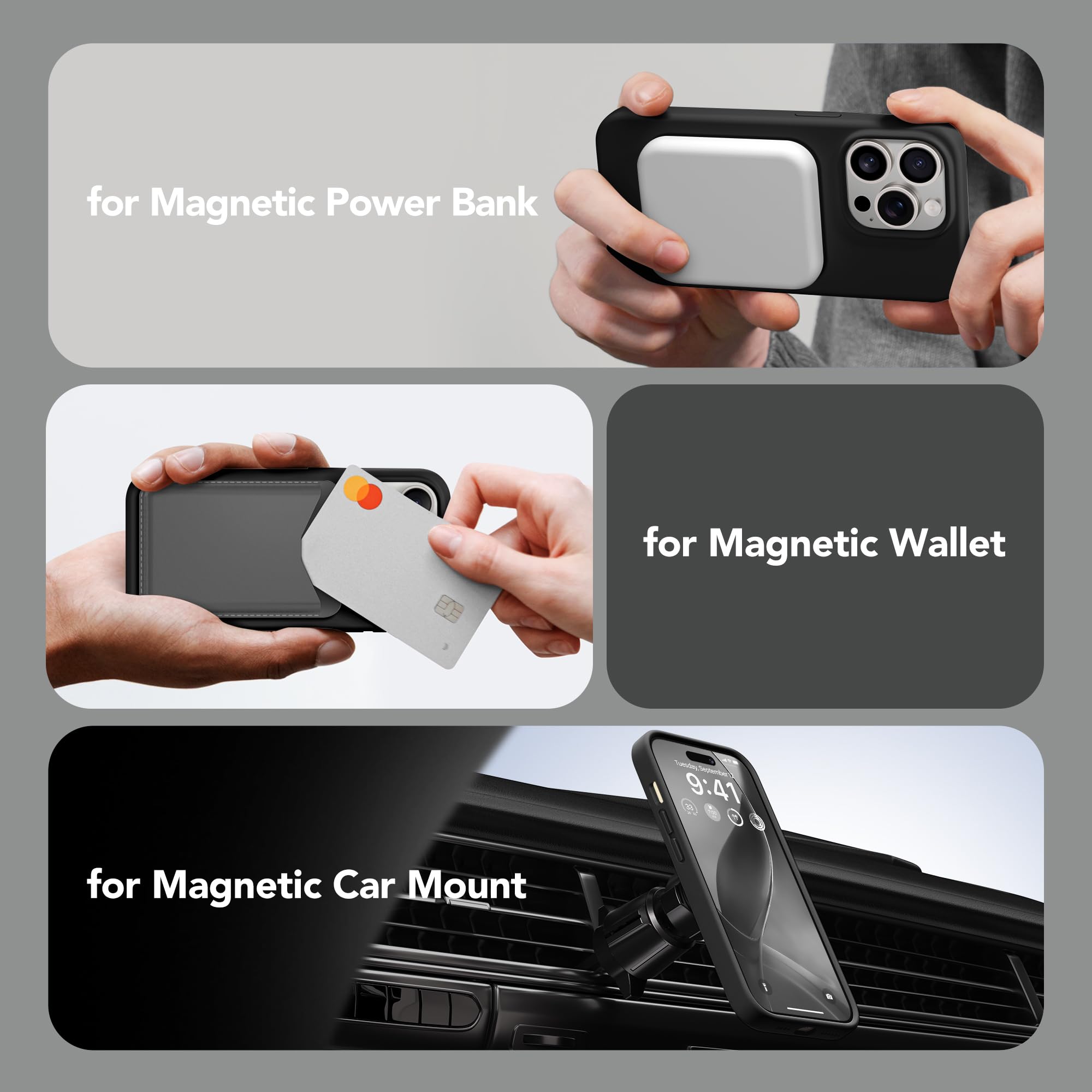 GONEZ for iPhone 14 Pro Max Case Silicone, Compatible with MagSafe, with Screen Protector + Camera Lens Protector, Liquid Silicone Shockproof Protective iPhone 14 ProMax Case 6.7", Black