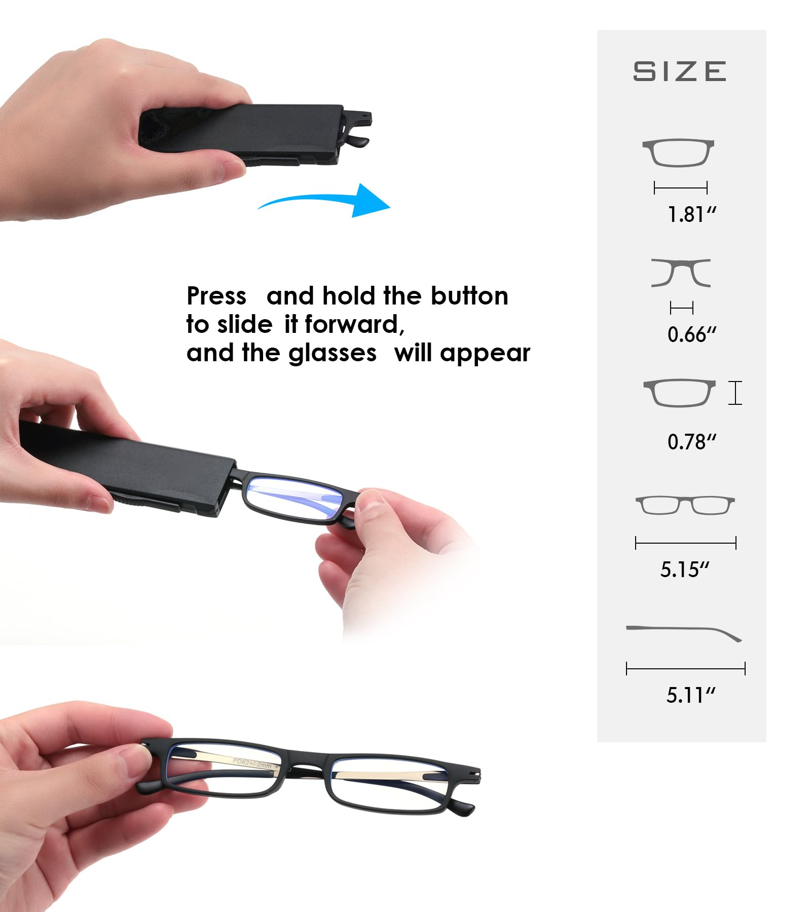SKYOAK Ultra thin Lightweight Folding Reading Glasses Women Men TR90 Blue Light Blocking Anti UV/Eyestrain Foldable Compact Computer Readers Portable Unique Stretchable Slim Flat Case Red +2.0