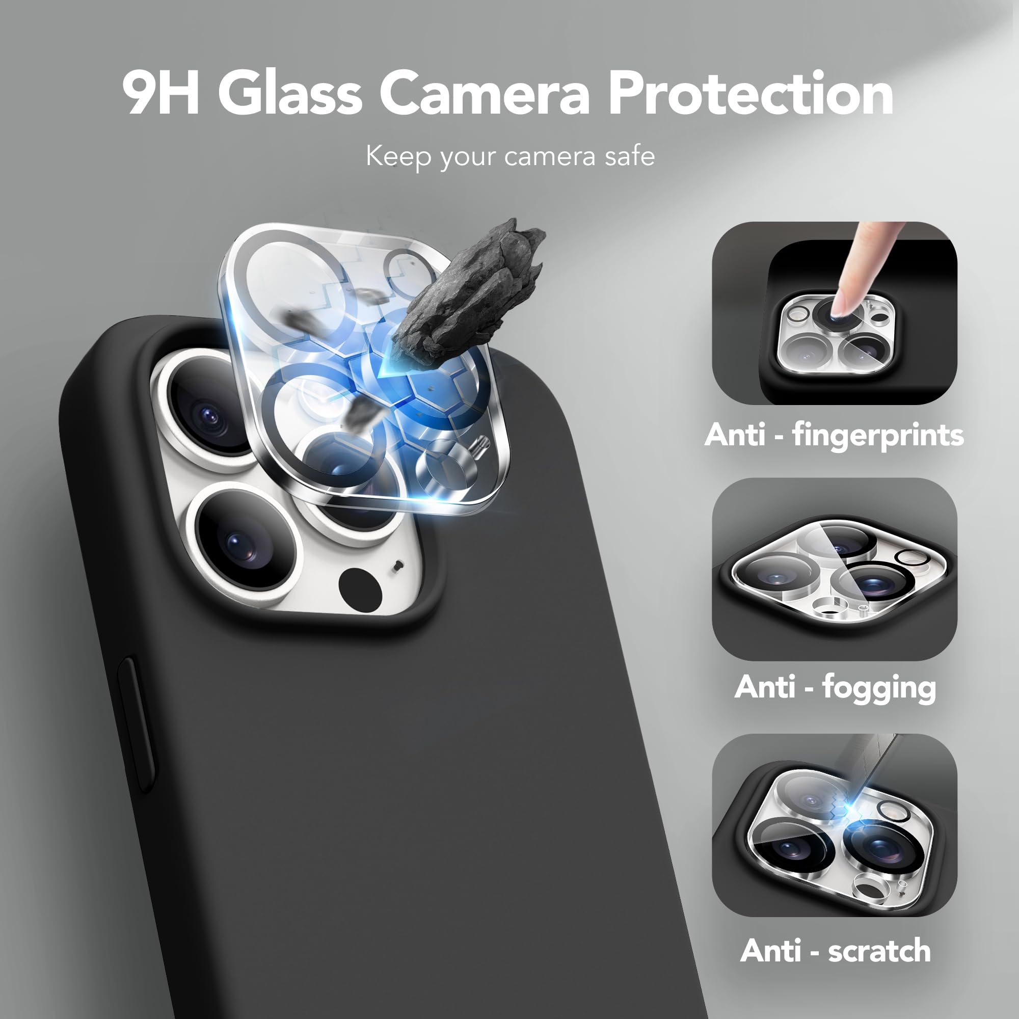 GONEZ for iPhone 14 Pro Max Case Silicone, Compatible with MagSafe, with Screen Protector + Camera Lens Protector, Liquid Silicone Shockproof Protective iPhone 14 ProMax Case 6.7", Black