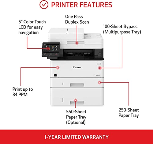 Canon imageCLASS MF451dw All-in-One Wireless Monochrome Laser Printer, Print Copy Scan, 5"inch Color Touch,USB 2.0,8.5" x 14",AirPrint,Durlyfish
