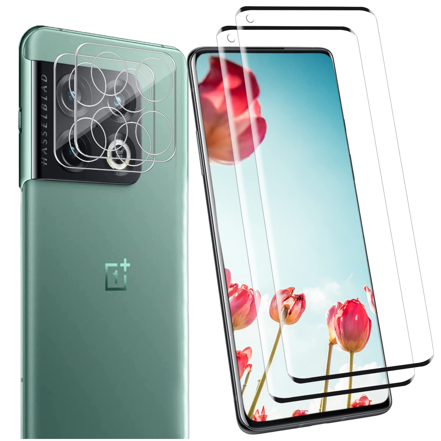 YRMJK 2+2 Compatible with OnePlus 10 Pro Screen Protectors + Camera Lens Protectors, 3D Full Coverage HD Clarity 9H Premium Tempered Glass for OnePlus 10 Pro