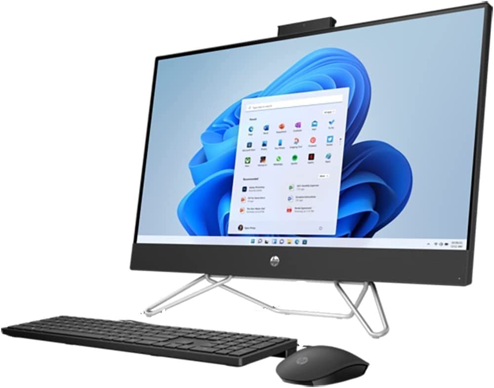 HP 27" FHD All-in-One Desktop, Intel Core i7-1255U Processor, 64GB RAM 2TB SSD, WiFi, Bluetooth, Webcam, Wireless Keyboard & Mouse, Windows 11 Pro, Black