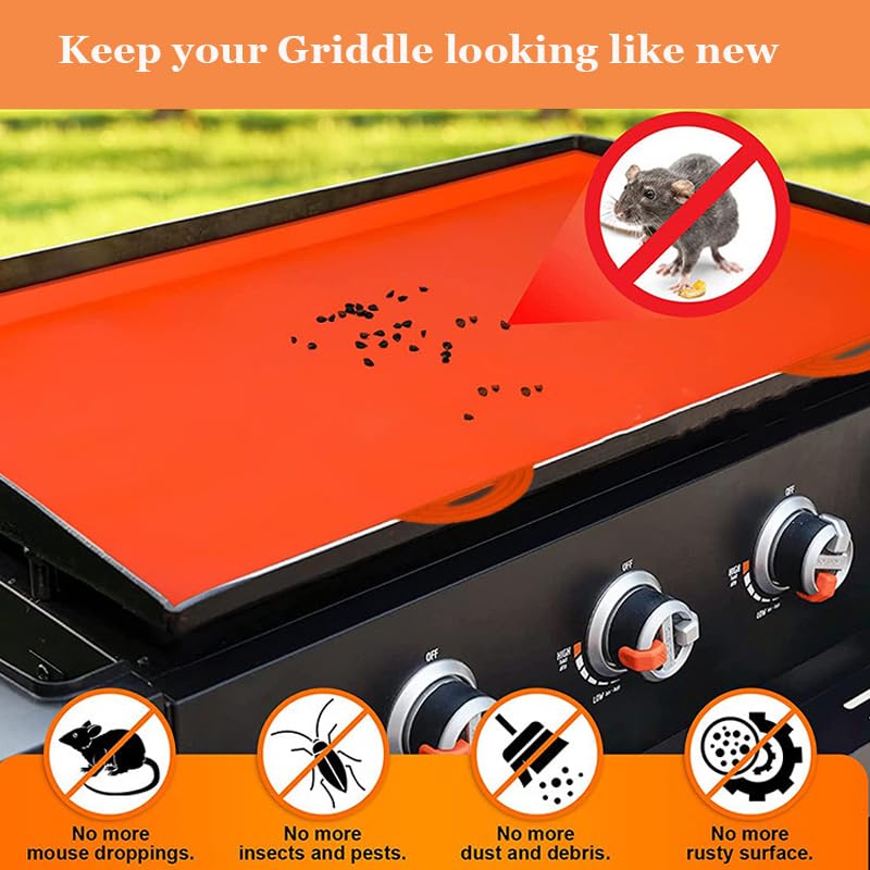 Ezebesta Silicone Griddle Portable Mat for Blackstone 28 Inch Griddle，Protective Cover Mats Blackstone Griddle Top，Covers for Blackstone Protector Outdoor-Orange outdoorliving